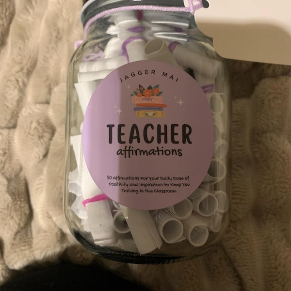 Teacher Affirmation Jar | Endof Year Teacher Gift | 100 Positive ...