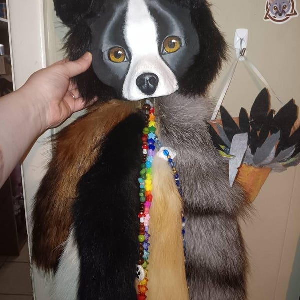 Border Collie Mask – Handmade Dog Mask for Cosplay, Therianthropy, and ...