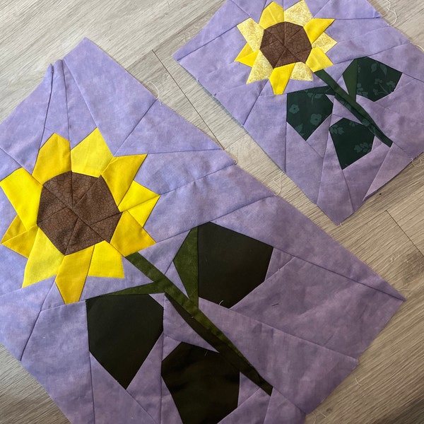 Sunflower Paper Pieced Quilt Block Pattern - 2 Sizes! - Etsy