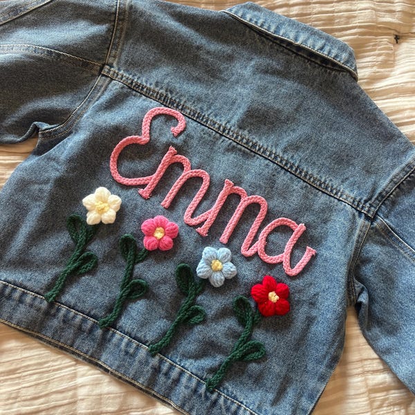 Personalized Kids Name Jean Jacket, Custom Girls Toddler Name Letter ...