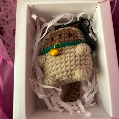 Personalized Cute Crochet Cat With Flower and Bell Keychain - Etsy