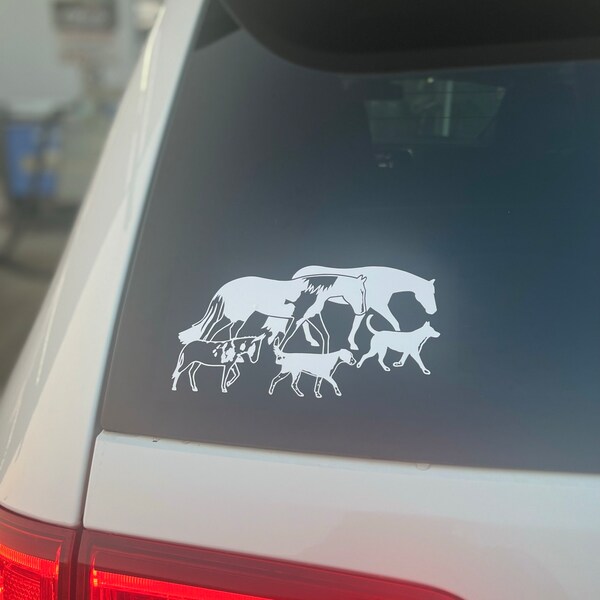 Pet Family Decal - up to 10+ Custom-made Animals Walking Horse on Lead ...