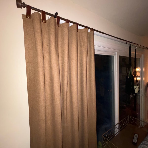 Herringbone Wool Curtains With Brass Snap Buttons, Custom Made Curtains ...