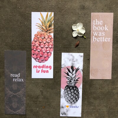 Pink Pineapple Bookmarks Printable Instant Download Tropical - Etsy