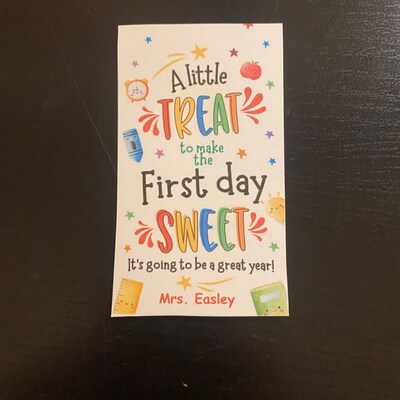 First Day of School Sweet Treat Tag, Teacher Cookie Tag, Welcome Back ...