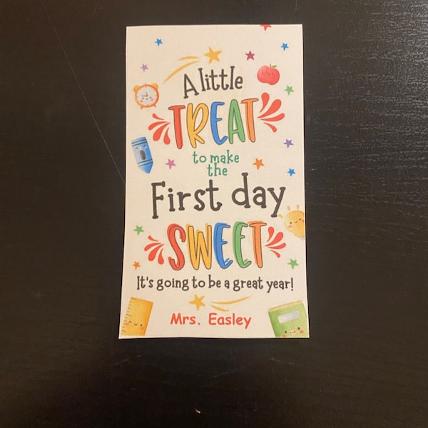 First Day of School Sweet Treat Tag, Teacher Cookie Tag, Welcome Back ...