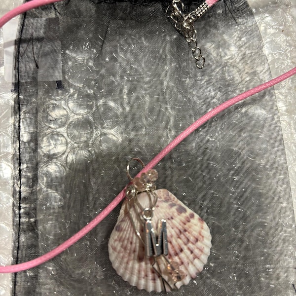 Scallop Seashell "mini" Yellow/orange Wire-wrapped Pendant Necklace ...