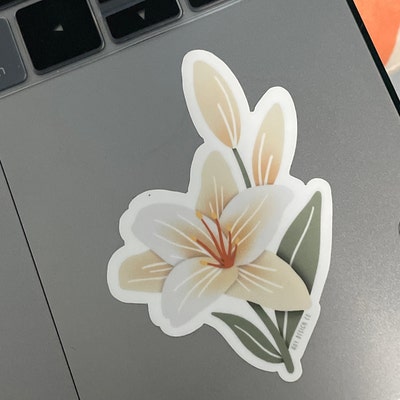White Lily Sticker Die-cut Water Bottle Sticker Lily Flower Sticker - Etsy
