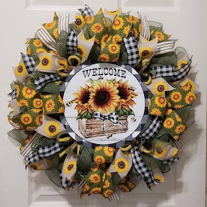Welcome Bee and Sunflower Sign Bee Sign Everday Sign Door - Etsy