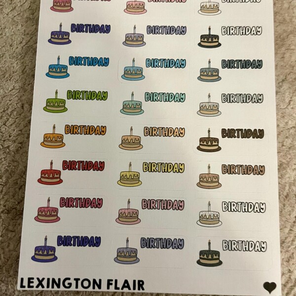 Birthday Labels Planner Stickers - Etsy