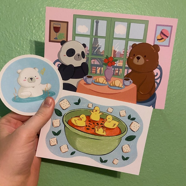 Cute Animal Postcards & Mini Prints | 4x6 Postcard Set | Animal ...