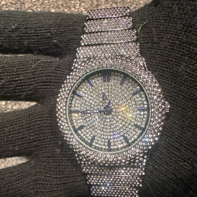 Iced Bling Out Jumbo Praying Hand W/ Religious Cross Pendant Charm ...