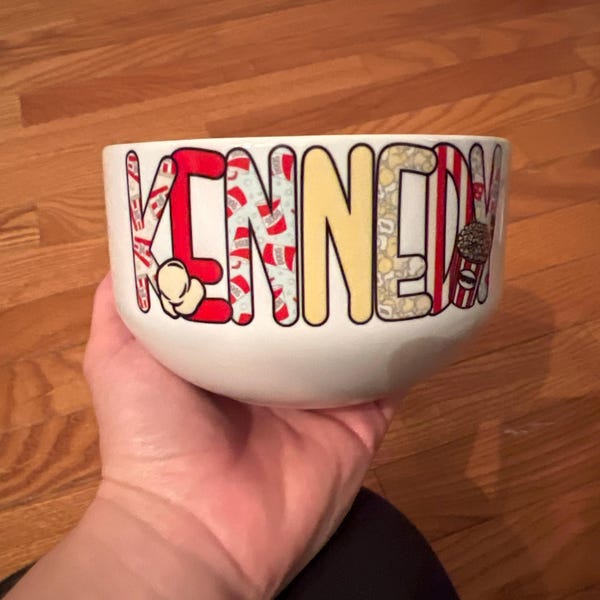 Personalized Popcorn Bowl | Custom Family Snack Bowl | Unique Gift for ...
