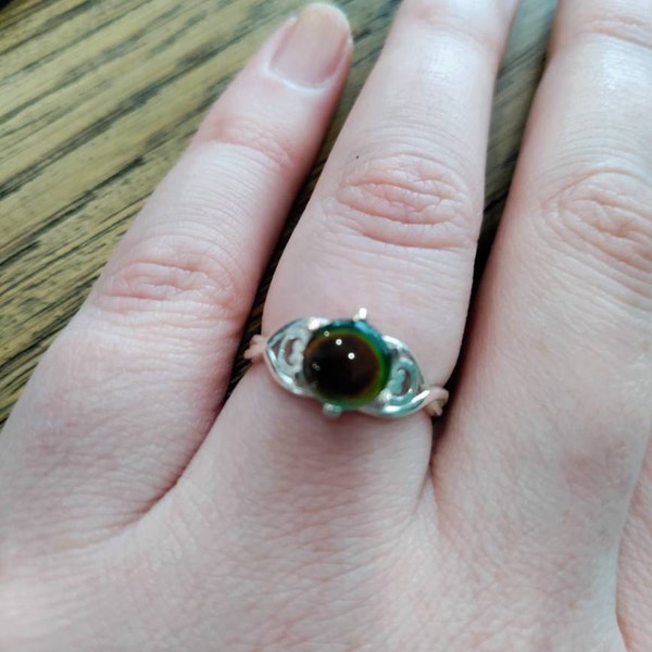 14K Gold Mood Ring, Dainty Ring for Women, Feeling Stone Ring, Colorful ...