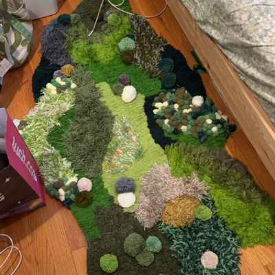 Monstera Leaf Rug, Nature Moss Rug, Botanical Rug, Forest Decor ...