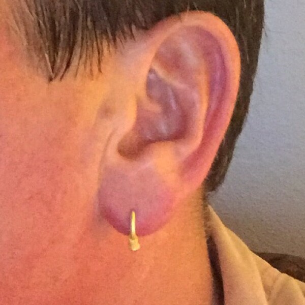 Mens Hoop Earrings Small Unique Gold Hoops for Guys Spiral 18K Vermeil ...