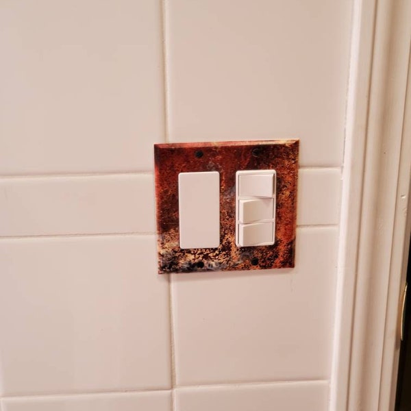 Metal Switch Plate Covers - Image of Aged Copper - Patina Design - Home ...