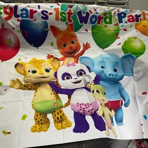 Cartoon Animals Word Party Backdropcustom Kids Birthday Party | Etsy