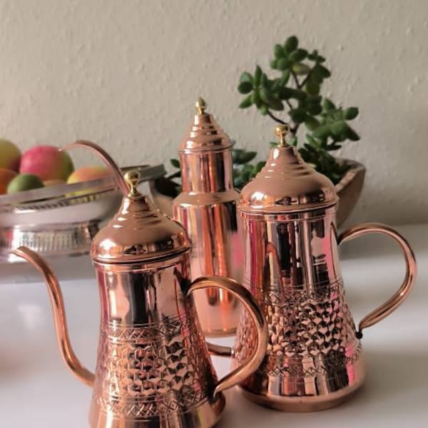 Large Handmade Copper Tea Kettle, Stovetop Teapot, Traditional Ottoman ...