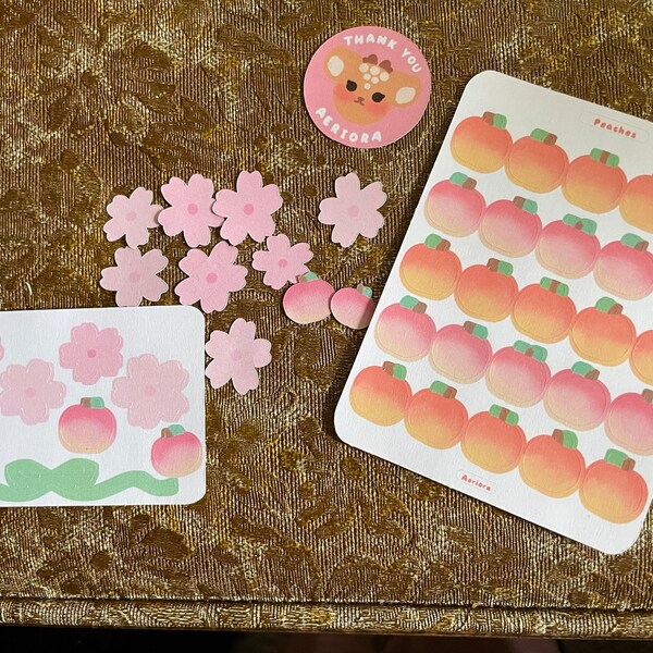 Mini Peaches | Peaches Sticker Sheet | Cute Peach Sticker Sheet - Etsy