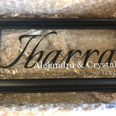 Personalized Glass Family Name Sign With Established Date 11x21 - Etsy