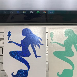 Mermaid With Seahorse Car Window Decal - Etsy