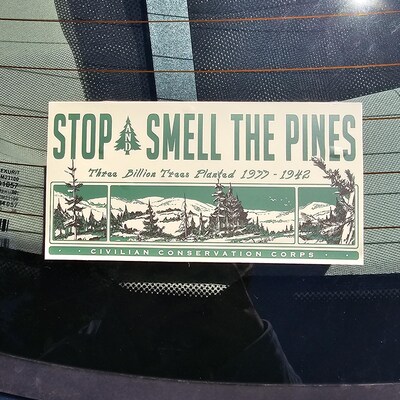 Civilian Conservation Corps Stop and Smell the Pines Bumper Sticker CCC ...