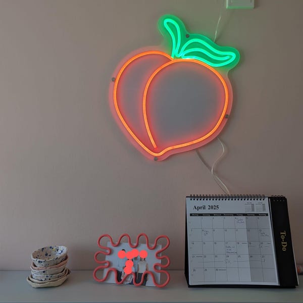 Peach Neon Sign, Peach Led Sign, Peach Wall Decor, Peachy Sign, Peach ...