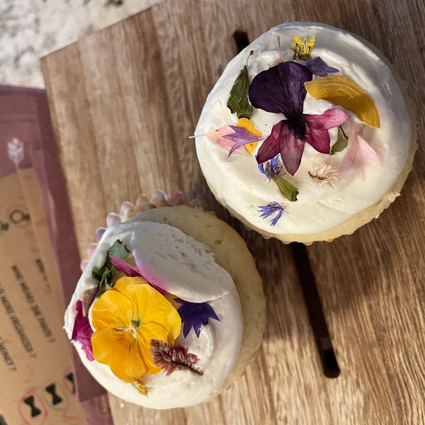 80pc Edible Pressed Flowers Cake Toppers, Dried Edible Flowers, Edible ...