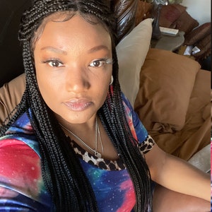 LONG BRAIDED WIG, Knotless Box Braids, Full Lace Braided Wig for Black ...