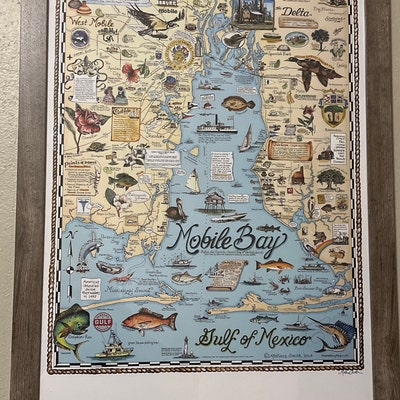 Mobile Bay Map Alabama - Etsy