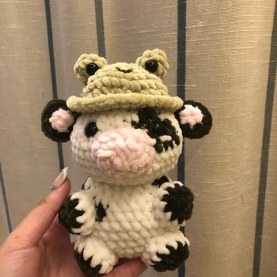 Velvet Mini Cow With Frog Hoodie Super Soft Crochet Cow - Etsy