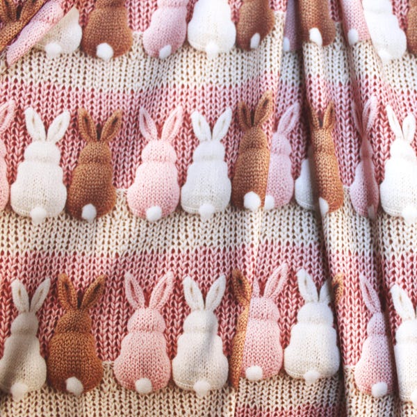 3d Cute Bunny Butt Seamless Pattern, Faux Embroidery Wool Knitted ...