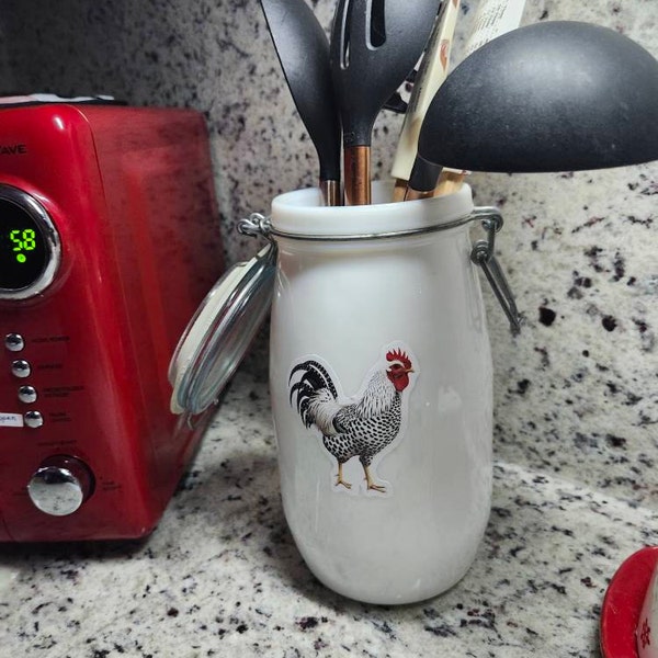 Stylized Vibrant Rooster Vinyl Decal, Rooster Sticker, Colorful Rooster ...