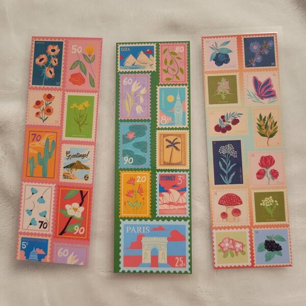 Vintage Nature Stamp Bookmark Flower Autumn Garden Butterfly Travel ...