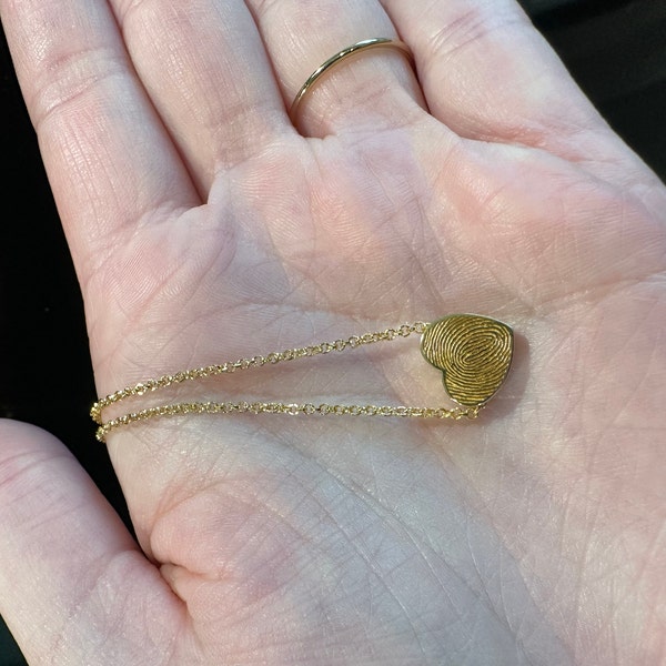 Tiny Heart Shaped Fingerprint Necklace With Rolo Chain - Unique ...