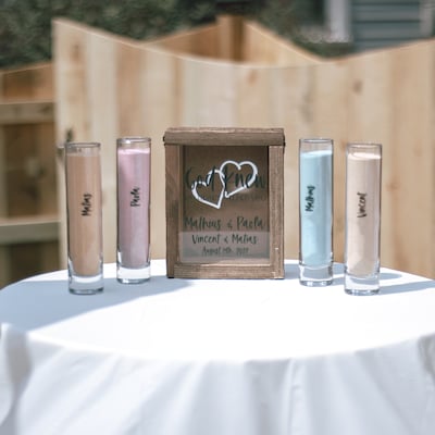 Blended Family Unity Sand Ceremony Set for Wedding, Rustic Shadow Box ...
