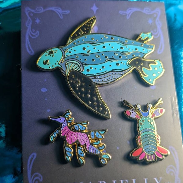 Sea Creature Enamel Pin Set: Lovely Leviathans, Celesitial Enamel Pins ...