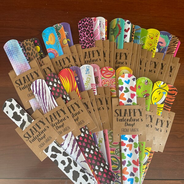 Assembled SLAPPY Valentines Day Tags With Slap Bracelets, Candy-free ...