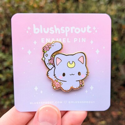 Moon Girls Anime Enamel Pins Cute Kawaii Chibi Magical Girl Cat Luna ...