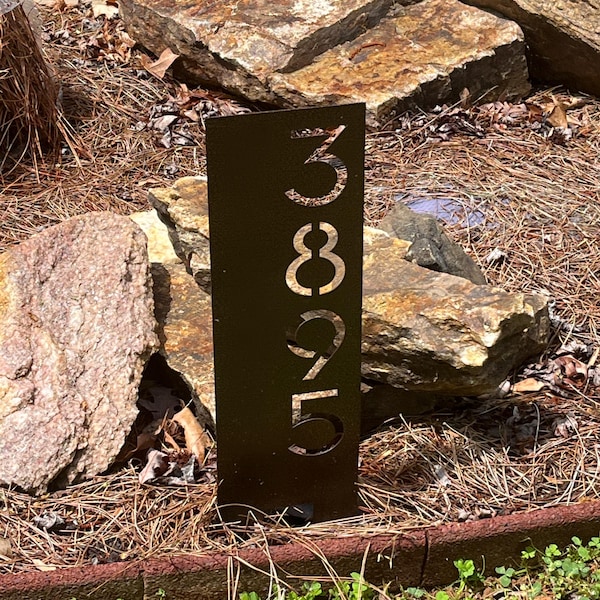 Metal Personalized Vertical Address Stake, Custom House Numbers, Metal ...