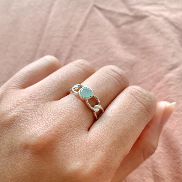 925 Sterling Silver Mother of Pearl Ring Stack Stackable Gemstone Size 5 6 7 8 9, White MOP ...