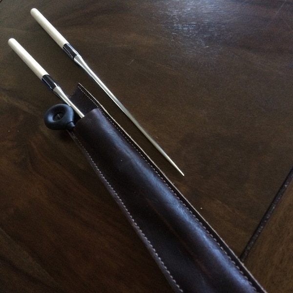 Chopstick Leather Pouch With Personalized Imprinting Option - Black or ...