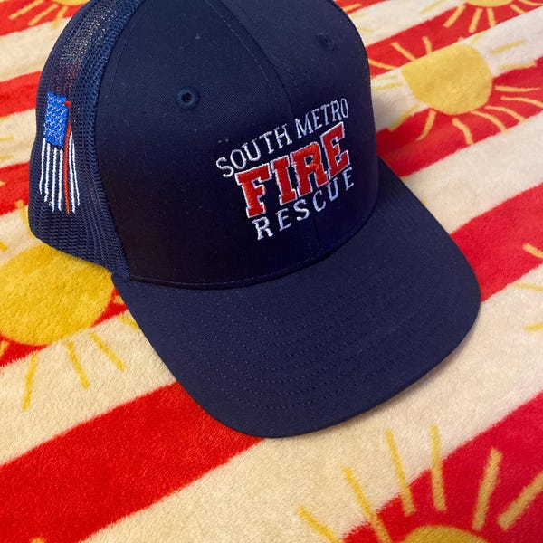 Fire Fighter Department, Fire & Rescue Trucker Cap, Puff Embroidery ...