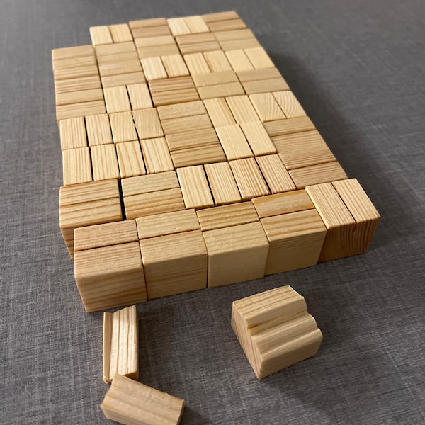 Set of 10 20 30 40 50 6cm Wooden Squares | 2,4" | 6cm | Wood Crafts ...