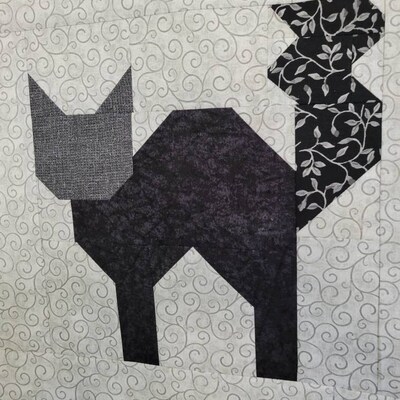 PDF Pattern Scaredy Cat Quilt Block Pattern, Halloween Quilt Block ...