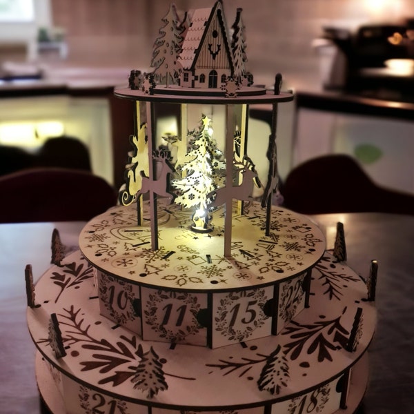 Fichier calendrier avent coupe laser DXF Noel, calendar avent - Etsy France