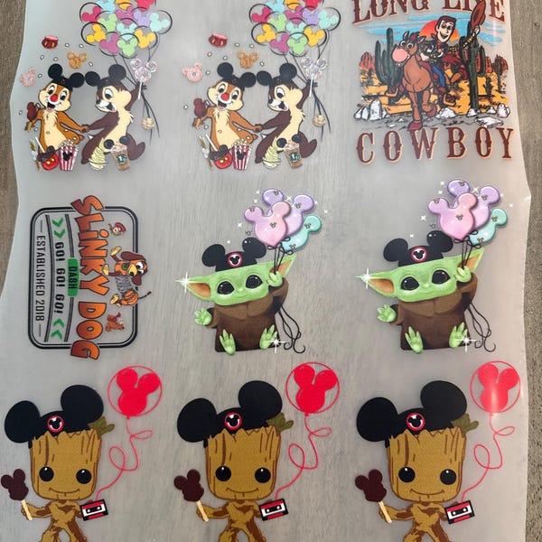 Uv DTF Disney 16 Oz Cup Wrap, Ready to Apply, No Heat Needed ...