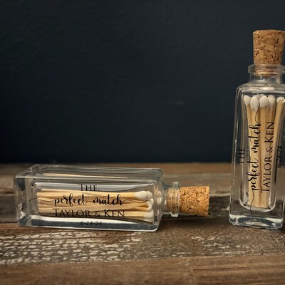 Wedding Matches, the Perfect Match, Glass Bottle, Custom Label, Wedding ...