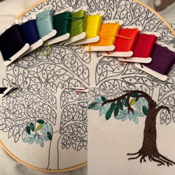 A Year of Tiny Leaves Pre Printed Embroidery Fabric for Hand Embroidery ...